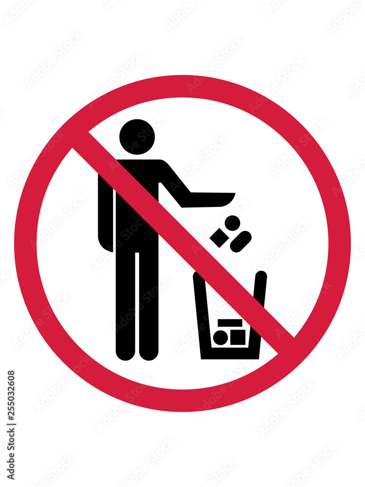 Illustration Stock kein mülleimer verboten schild müll abfall wegwerfen ...