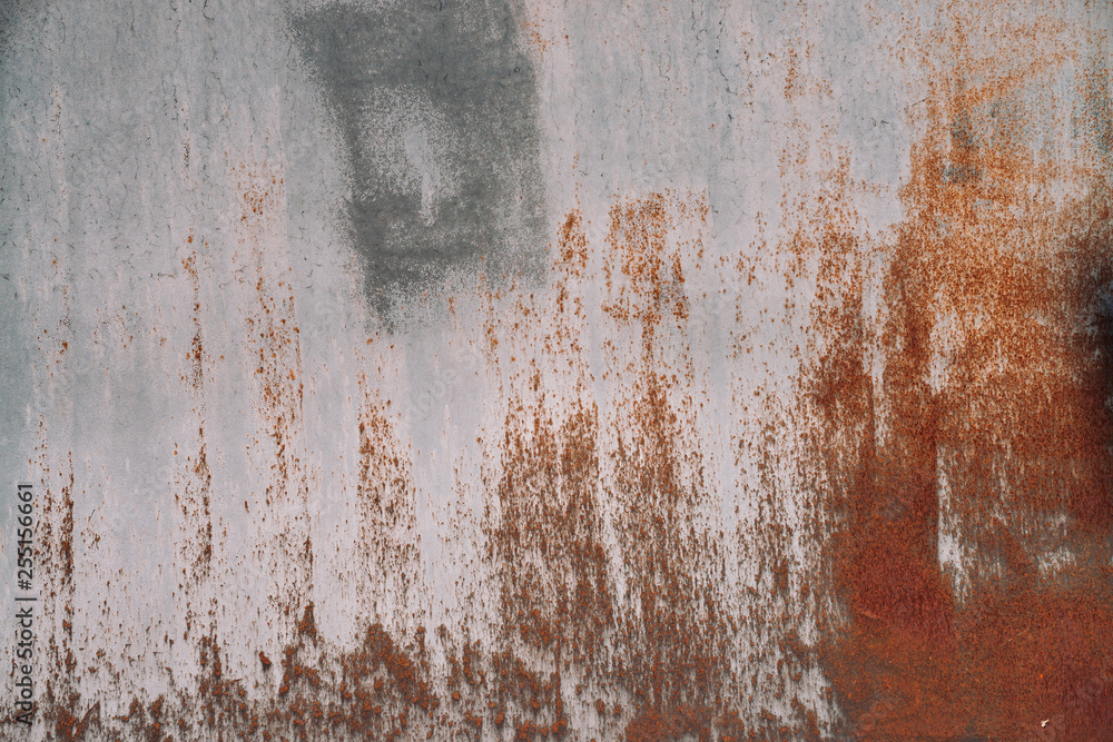 Rust on metallic surface. Iron texture. Partly rusty background. Rough ...