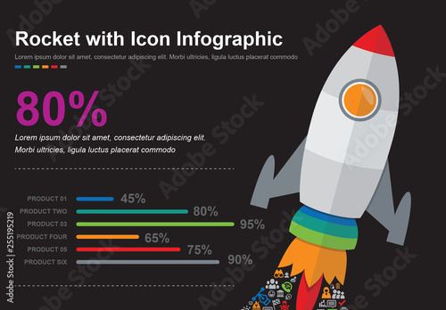 Rocket with Icons Infographic Layout. Buy this stock template and ...