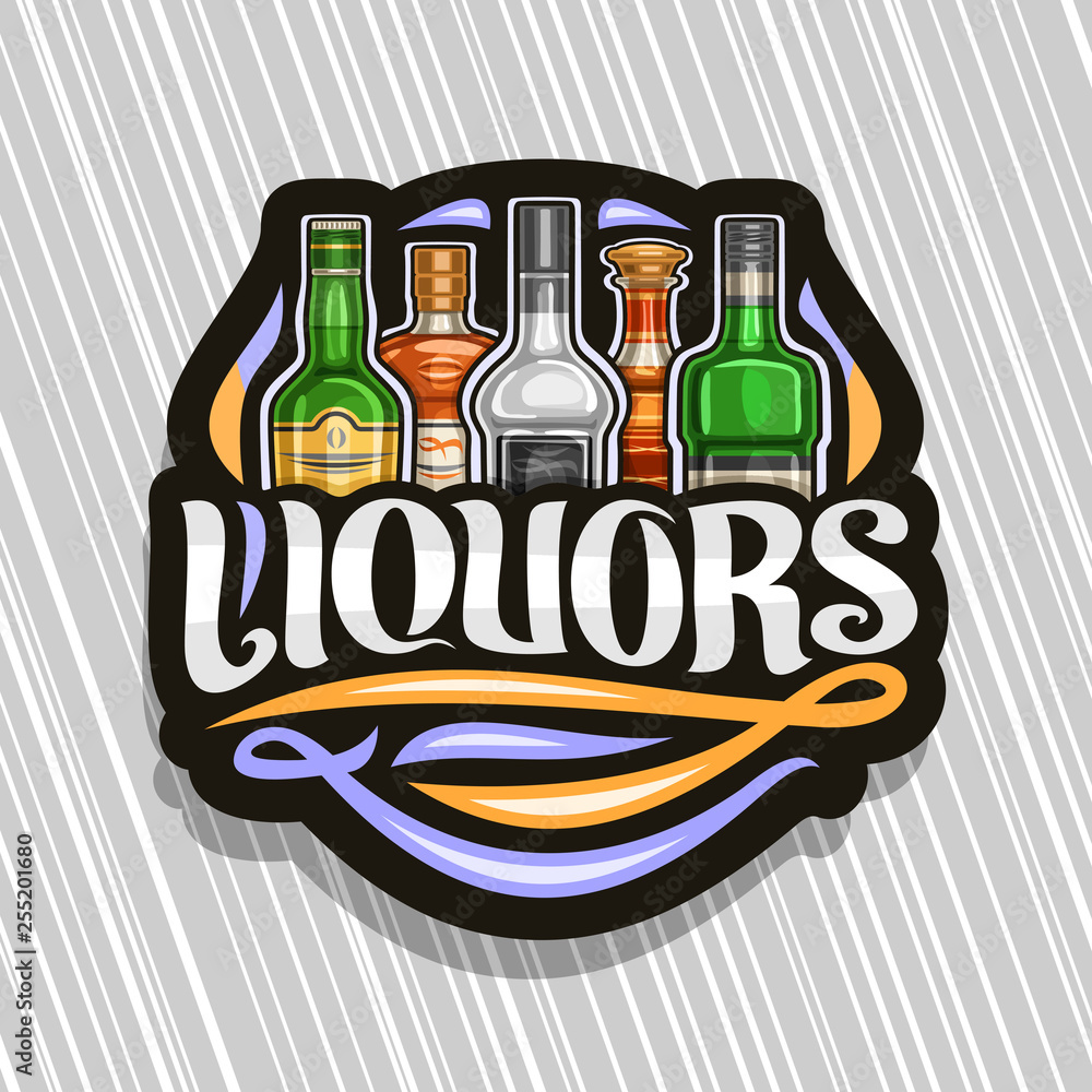 Vector logo for Liquors, black decorative sign board for department in ...