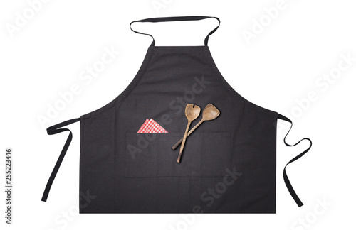 Black apron for kitchen top view. Isolated on white background. - Buy ...