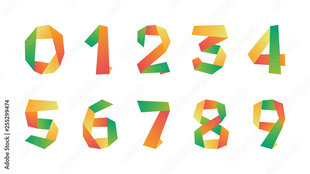 Numéros, chiffres, nombres en origami Stock Vector | Adobe Stock