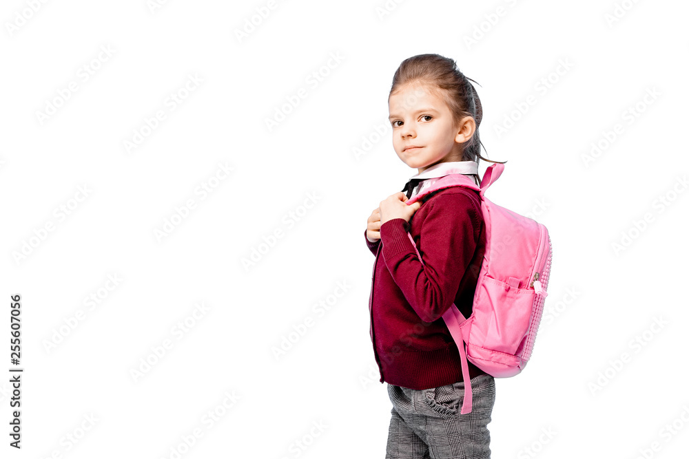 Back to school. Beautiful little girl dressed like a School girl - in ...