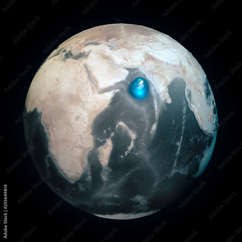 Illustration Stock Map of the world without water. All the water on ...