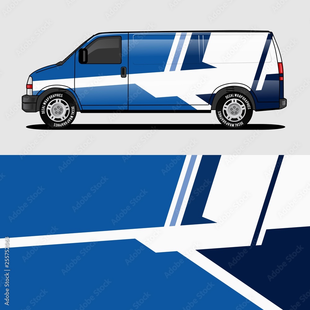 car livery blue van wrap design wrapping sticker and decal design for ...