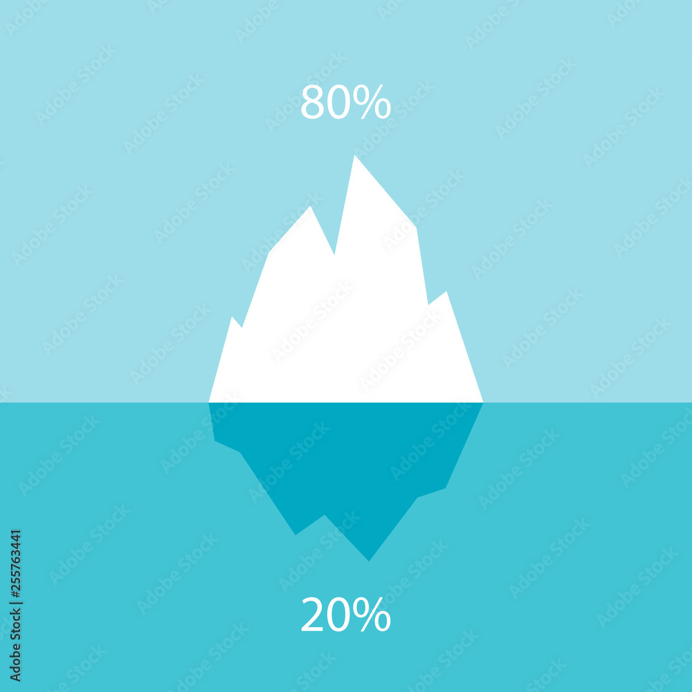 Iceberg icon 80 20 principle diagram Stock Vector | Adobe Stock