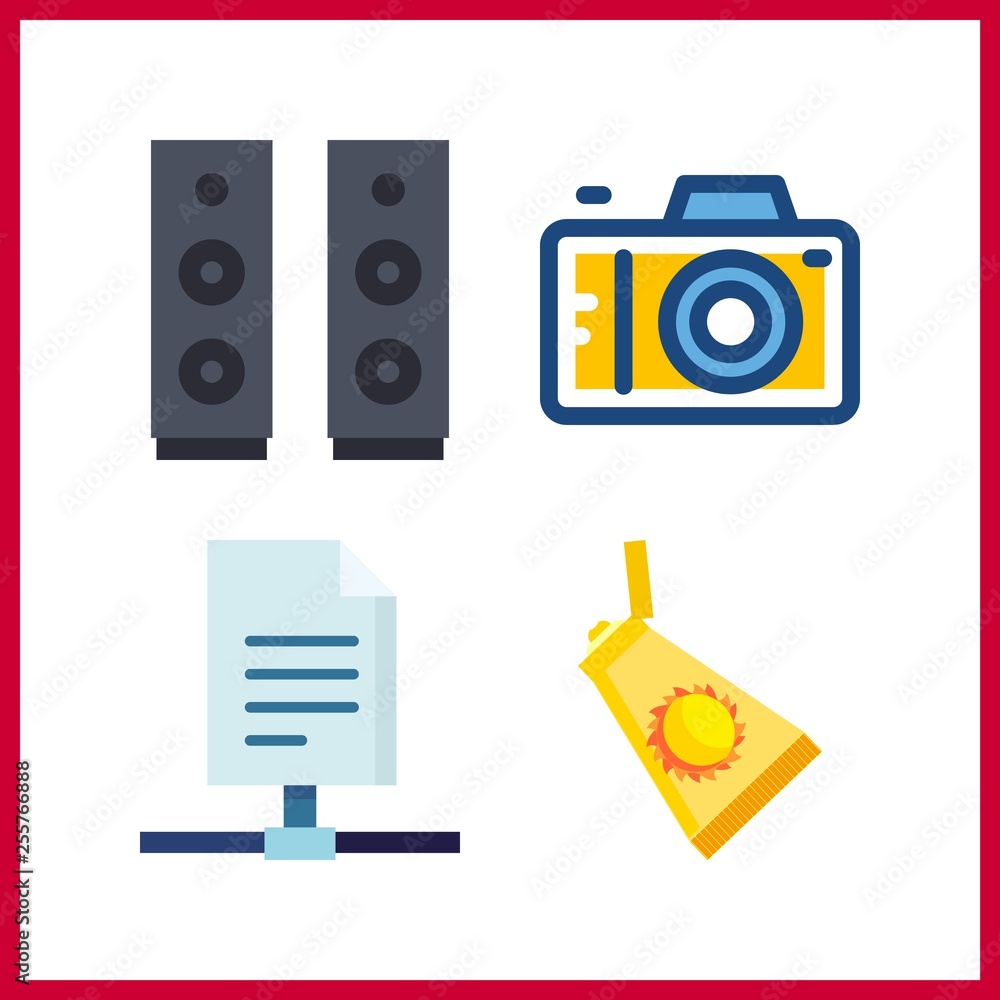 4 screen icon. Vector illustration screen set. speaker and sharing ...