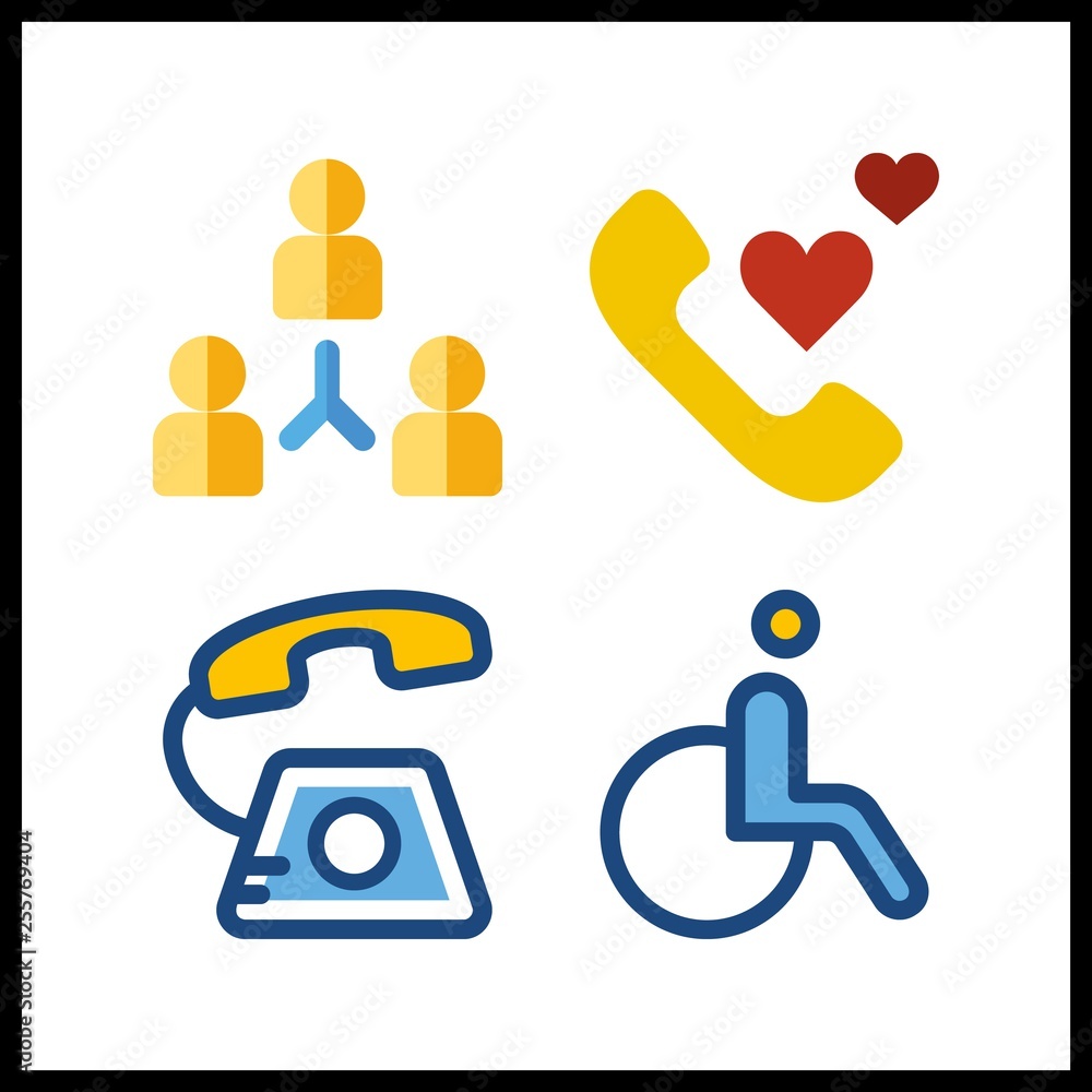 4 support icon. Vector illustration support set. phone call and ...