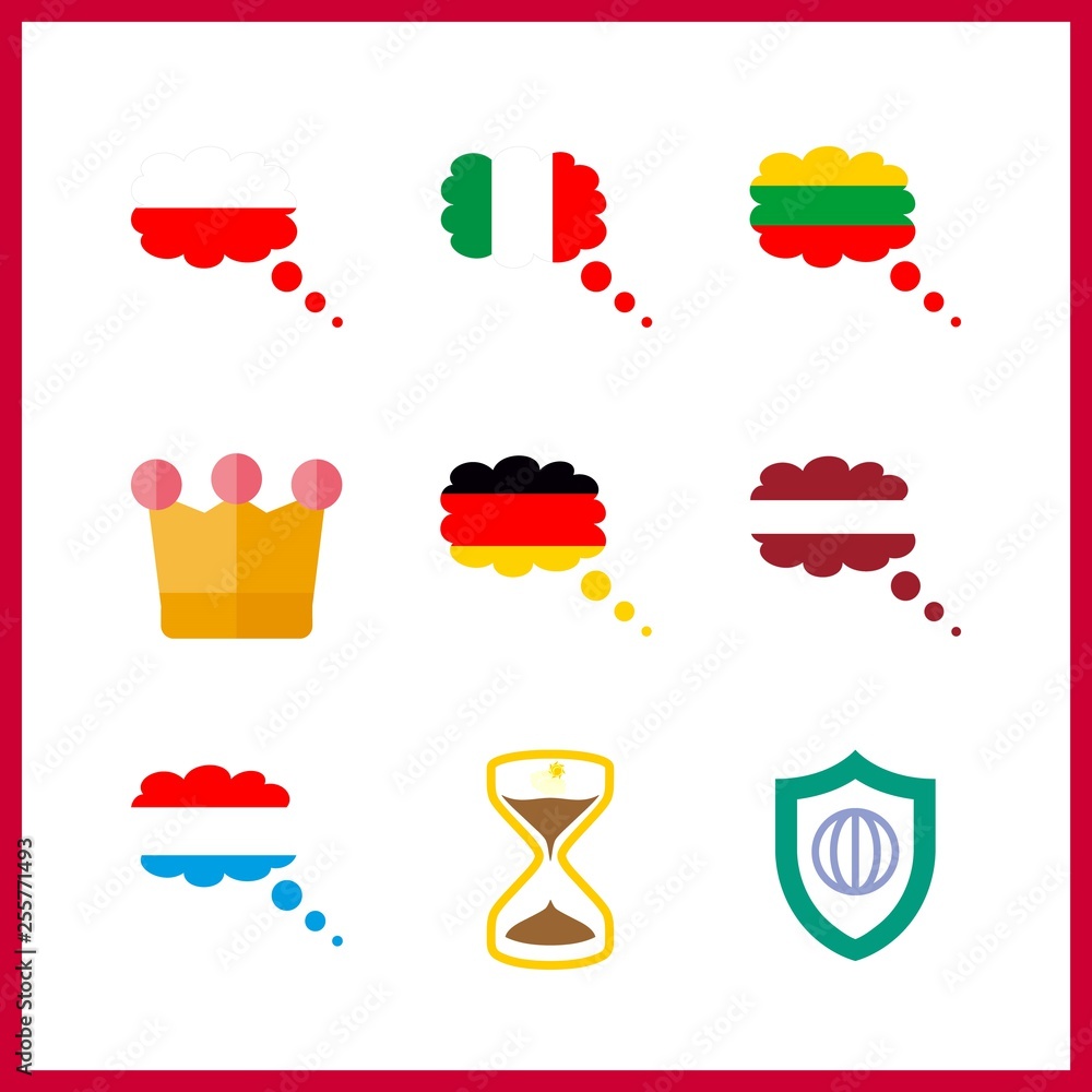 9 medieval icon. Vector illustration medieval set. lithuania and ...