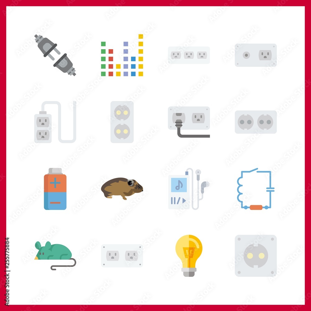 16 electrical icon. Vector illustration electrical set. turned off and ...