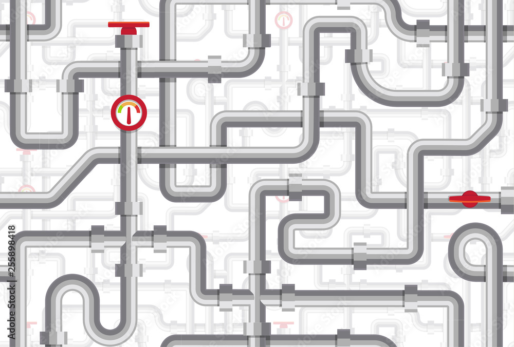 Pipes seamless pattern. Maze of pipelines. Boiler room texture ...