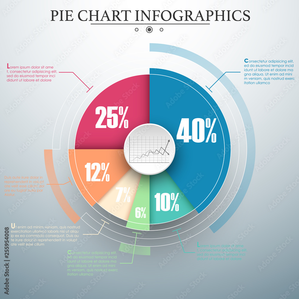 Business colorful pie chart template with circle in the center ...