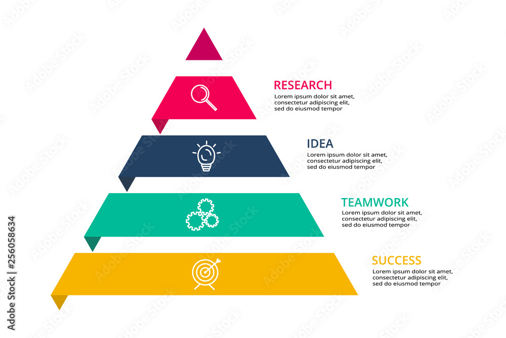 Vector pyramid up arrows infographic, diagram chart, triangle graph ...