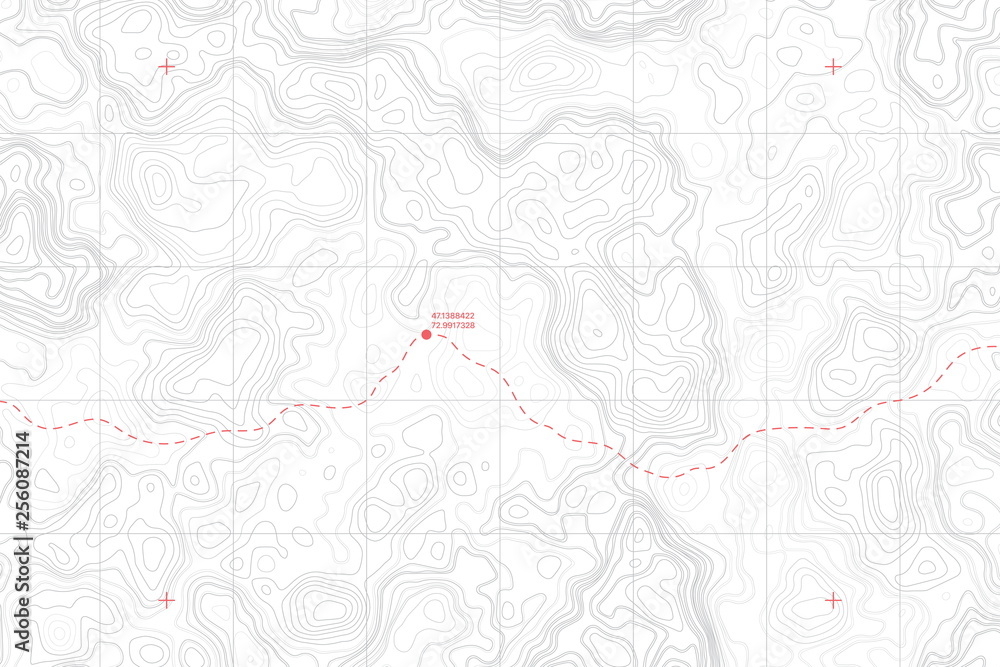 Vetor Lie Of The Ground Vector Topographic Detailed Map With Route And ...