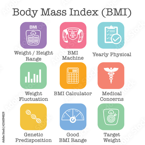 BMI / Body Mass Index Icons w scale, indicator, & calculator - Buy this ...