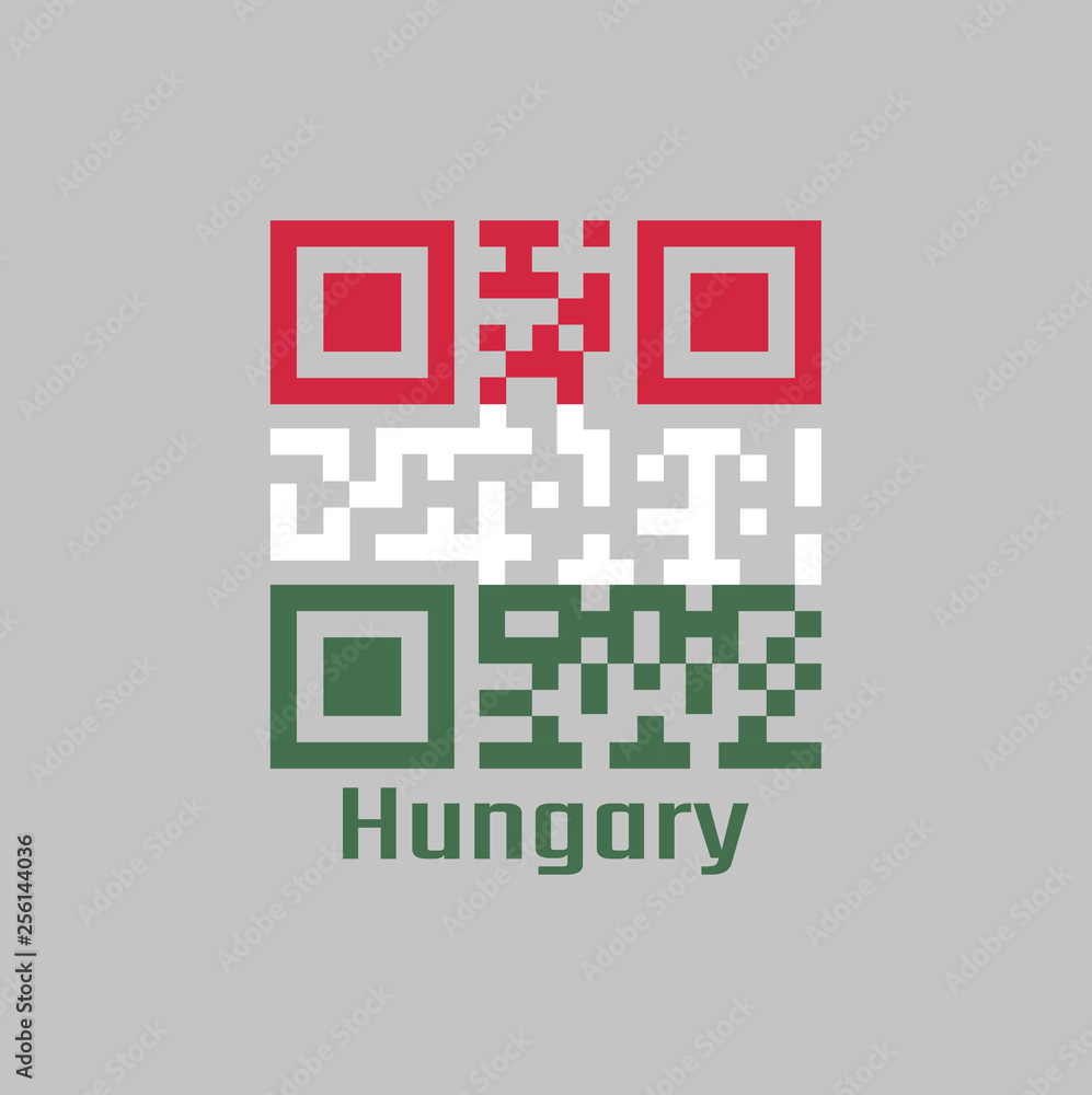 QR code set the color of Hungary flag, a horizontal tricolor of red ...