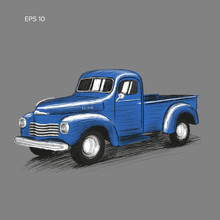 Vintage Pick-up Truck Sketched Art Free Stock Photo - Public Domain ...