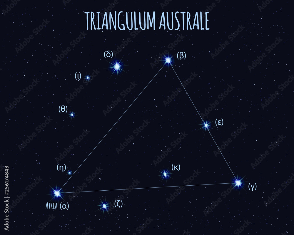 Triangulum Australe (The Southern Triangle) constellation, vector ...
