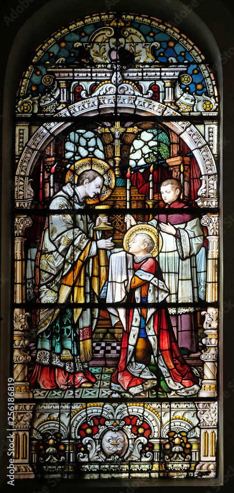 Saint Aloysius is given his first communion by Saint Charles Borromeo ...