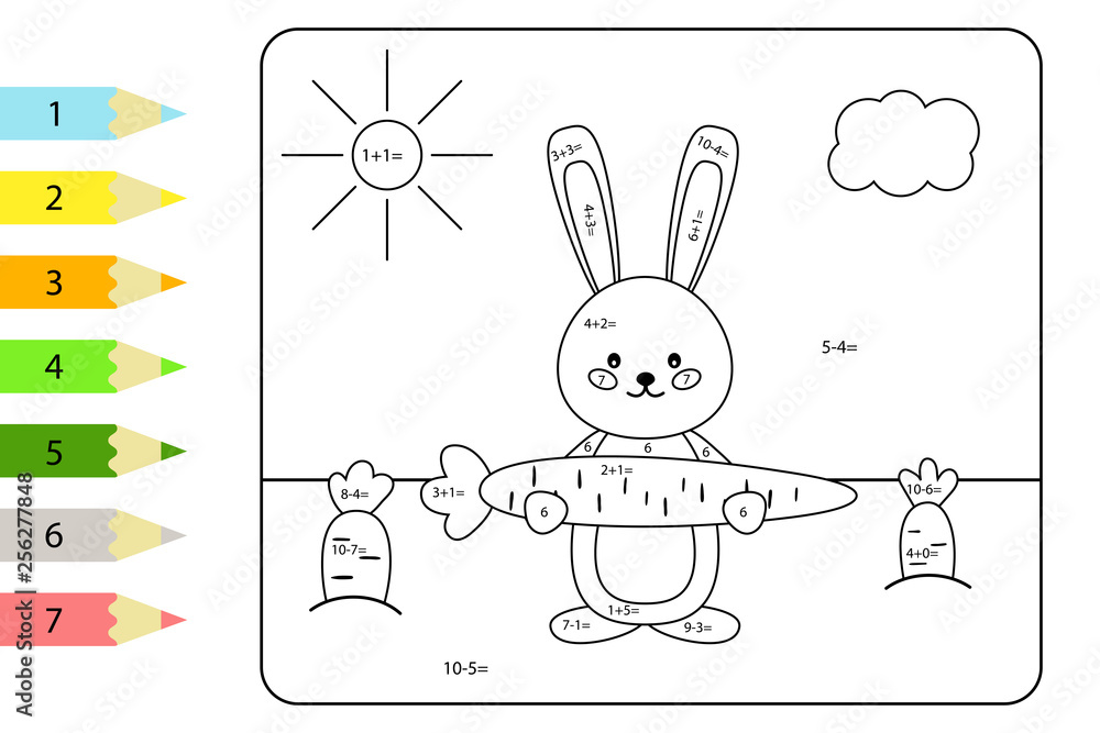 Educational coloring page for preschool kids. Paint color by ...