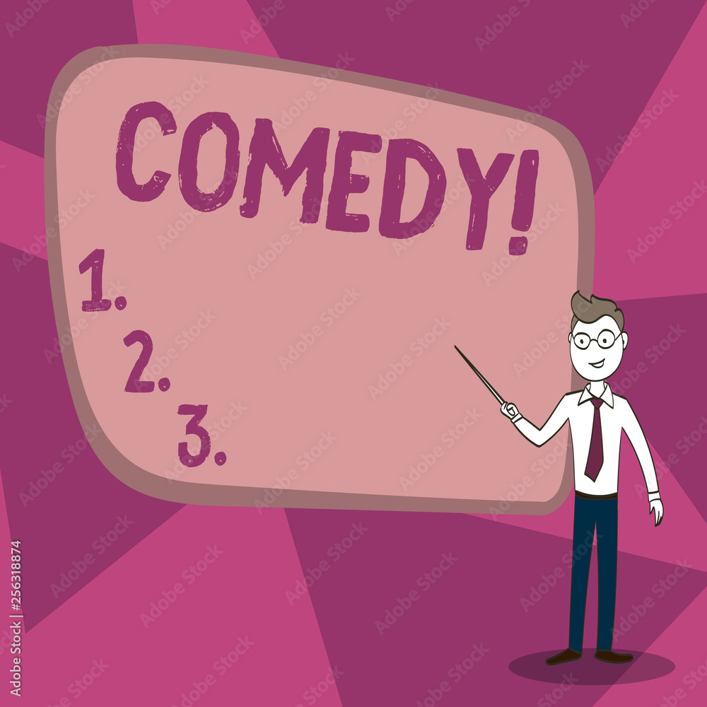 Word writing text Comedy. Business photo showcasing Fun Humor Satire ...