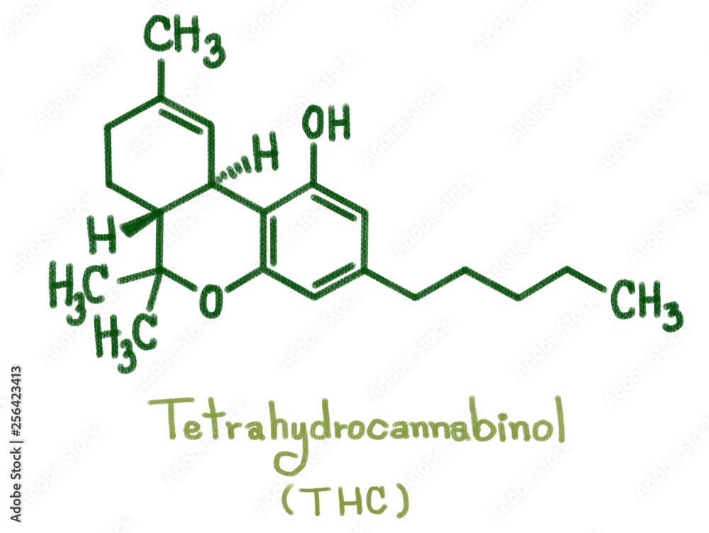 Illustration Stock Structure of delta-9-Tetrahydrocannabinol (THC ...