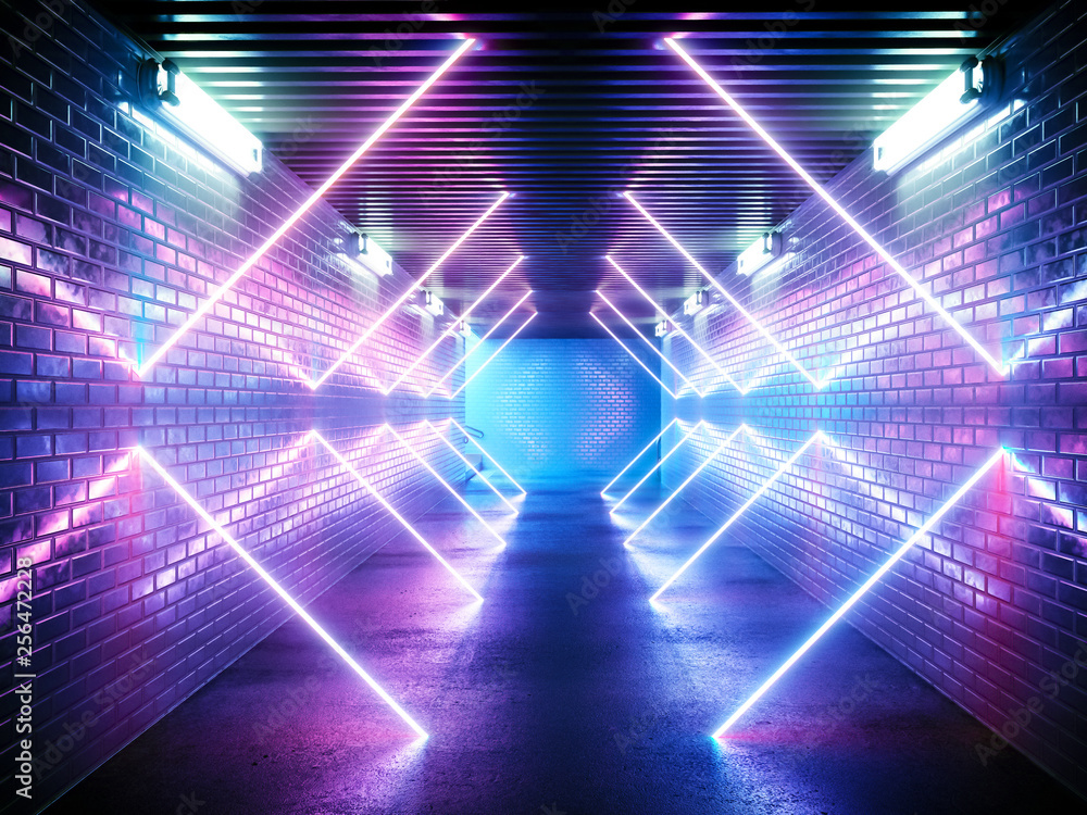Neon background. Cyberpunk electronic night background concept. 3d ...