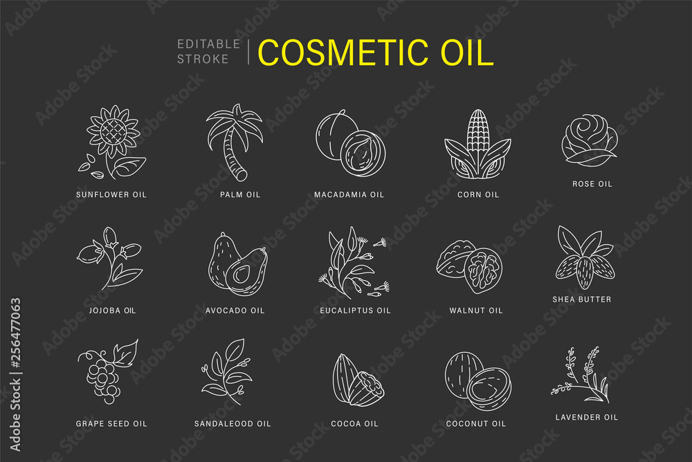 Vector icon and logo for natural cosmetics oil care dry skin. Editable ...