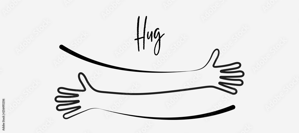 Vector de Stock Simple line creating hug drawing. Vector illustration ...