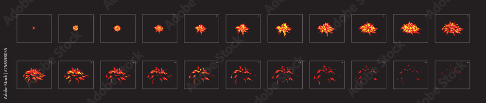 Fire blast effect. fire explosion effect for animation. Effect for game ...