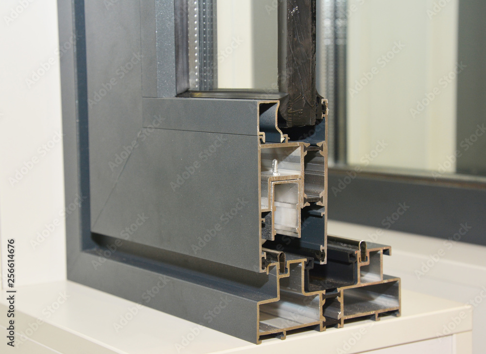Aluminium Window Frame Profile. Energy Efficient Windows Cross Section ...