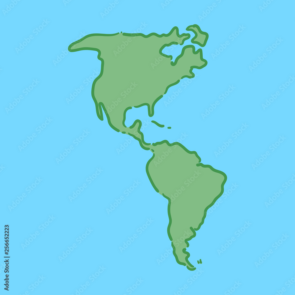 Hand drawn world map of the americas Stock Illustration | Adobe Stock