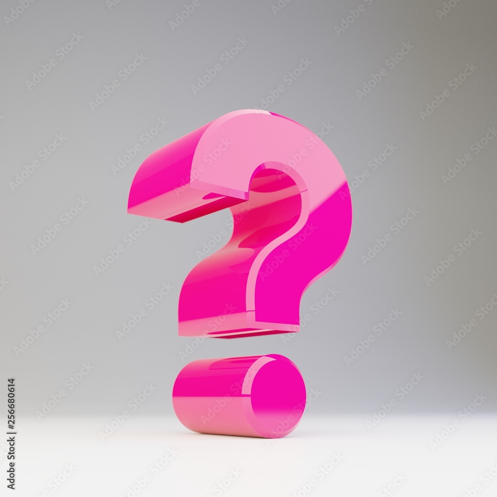 Giant question mark 3D symbol. Rendered glossy pink font isolated on ...