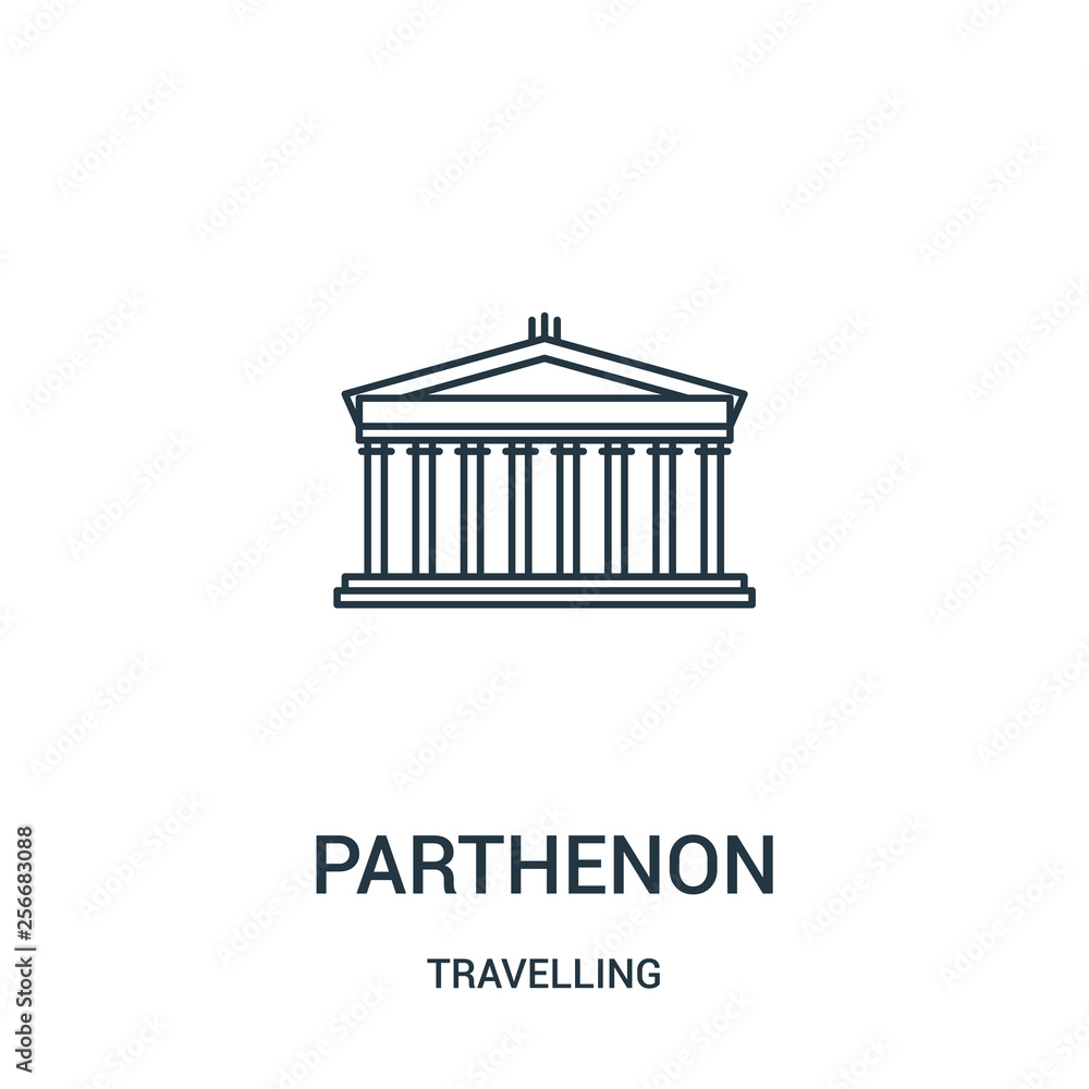 parthenon icon vector from travelling collection. Thin line parthenon outline icon vector ...