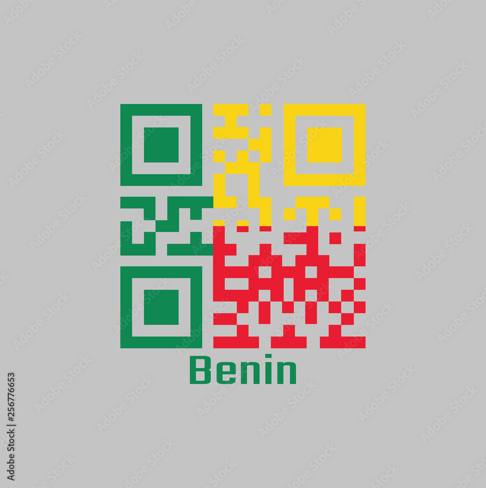 QR code set the color of Benin flag. A horizontal bicolor of yellow and ...