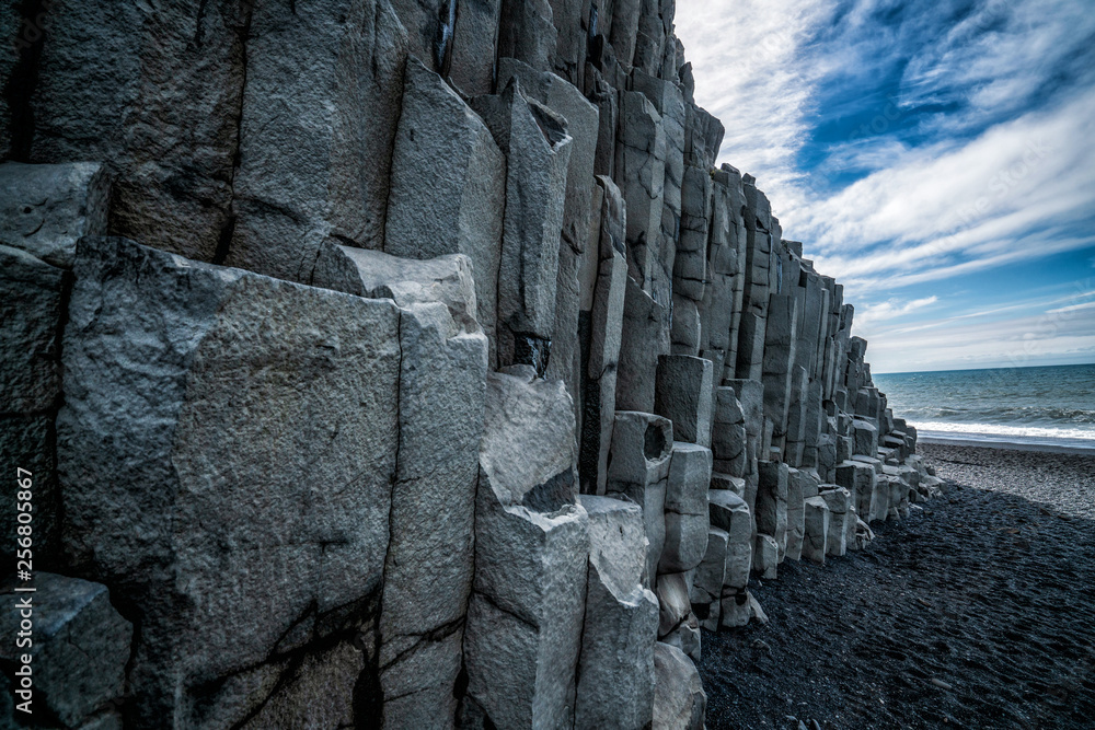 Beautiful and unique volcanic rock formation on Iceland black sand ...