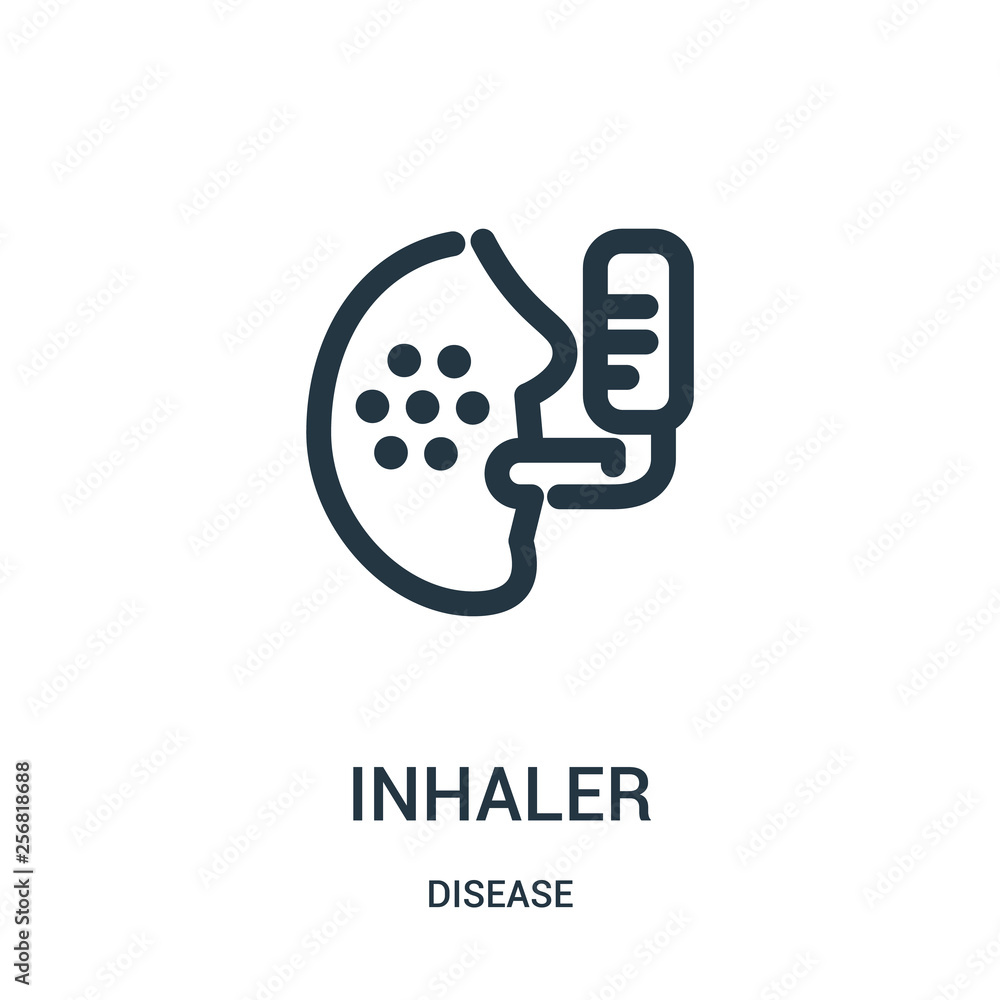 inhaler icon vector from disease collection. Thin line inhaler outline ...