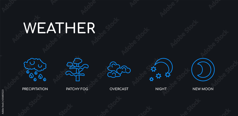 5 outline stroke blue new moon, night, overcast, patchy fog ...