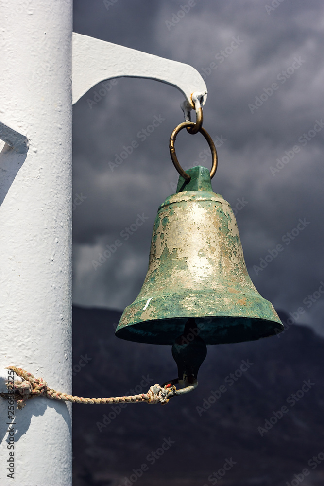 Foto de Stock Bell hanging on sailing ship - Image. Ancient shiny brass ...