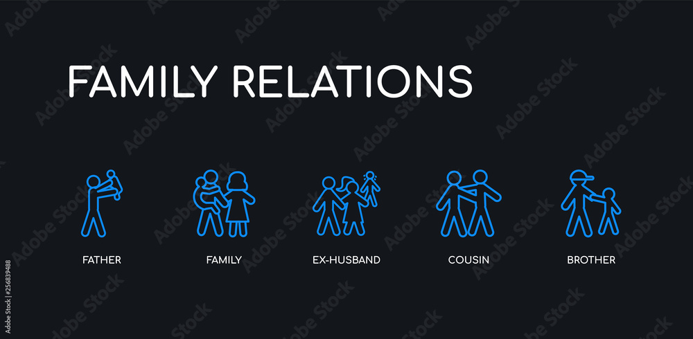 5 outline stroke blue brother, cousin, ex-husband, family, father icons ...