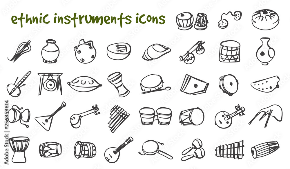 ethnic musical instruments set Stock Vector | Adobe Stock