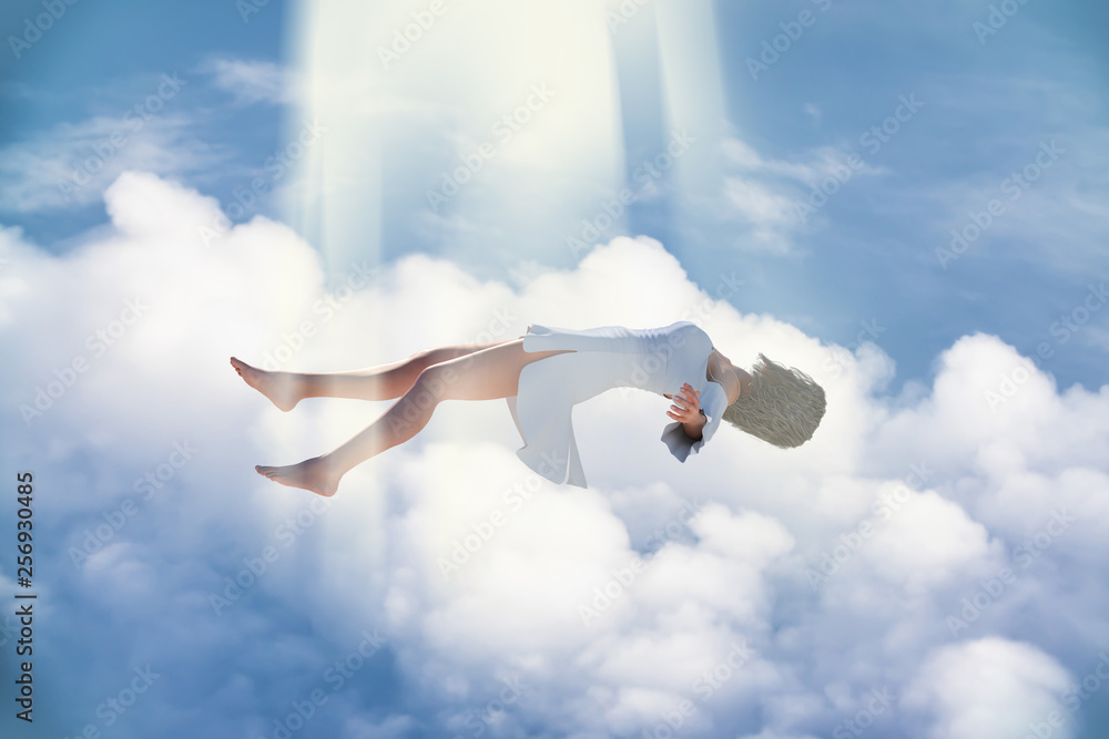 Soul leaving the body upon death and ascends to heaven. Afterlife ...