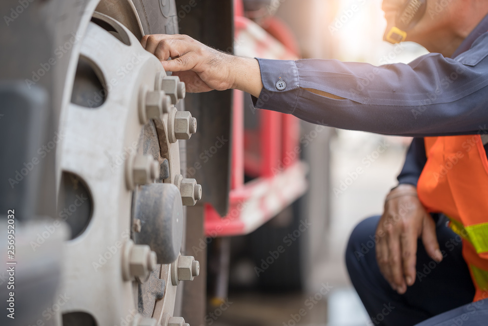 Preforming a pre-trip inspection on a truck,Concept preventive ...