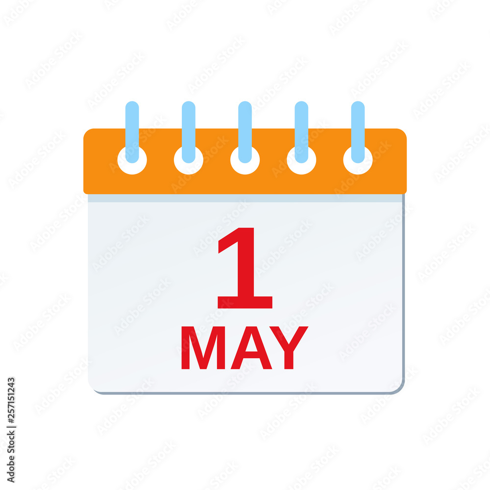 May 1 calendar icon. First of May. Labor Day reminder calendar. Vector ...