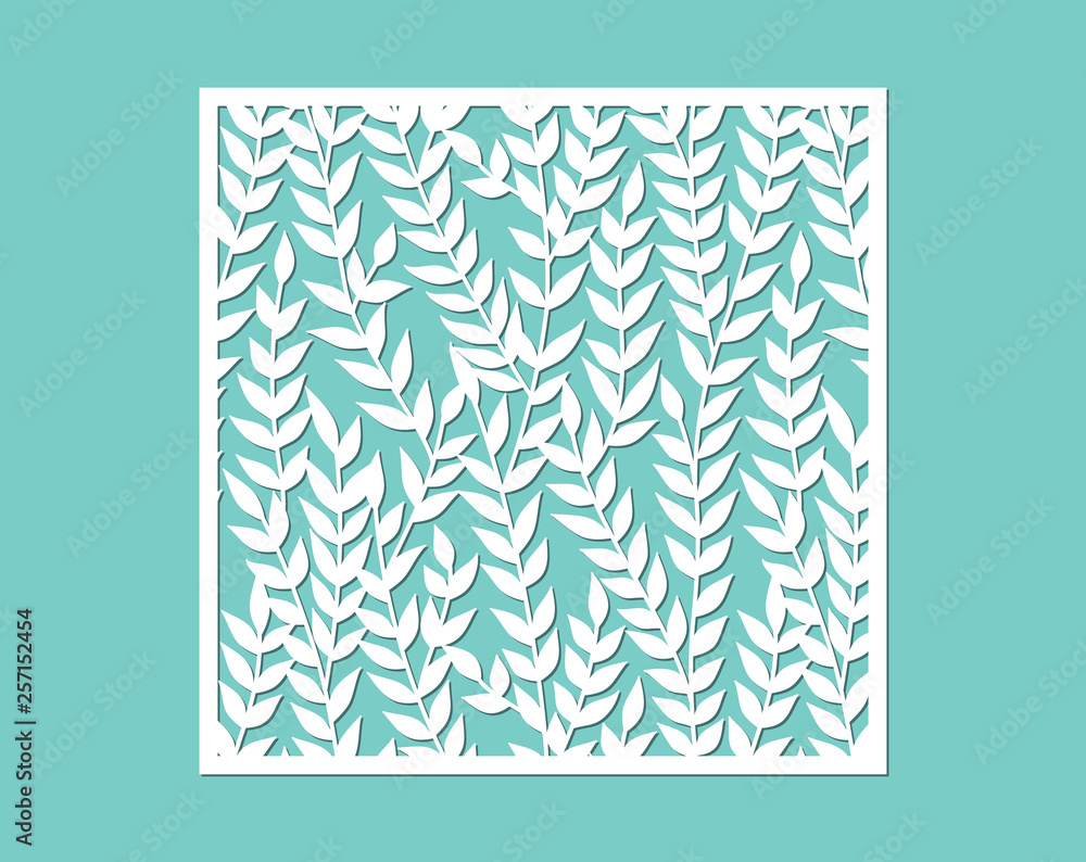 Laser cut ornamental panel with pattern of leaves, template for cutting ...
