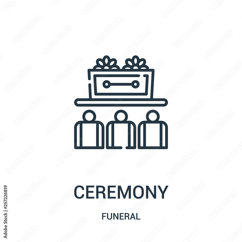 ceremony icon vector from funeral collection. Thin line ceremony ...