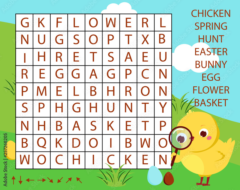 Educational game for children. Word search puzzle kids activity. Easter ...