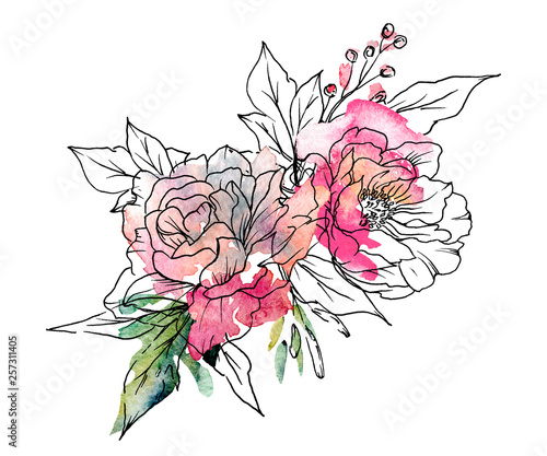 Watercolor Line Drawing Flowers | Best Flower Site