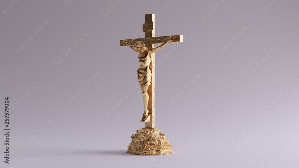 Gold Jesus Christ on the Cross with a Crown of Thorns Jesus of Nazareth ...