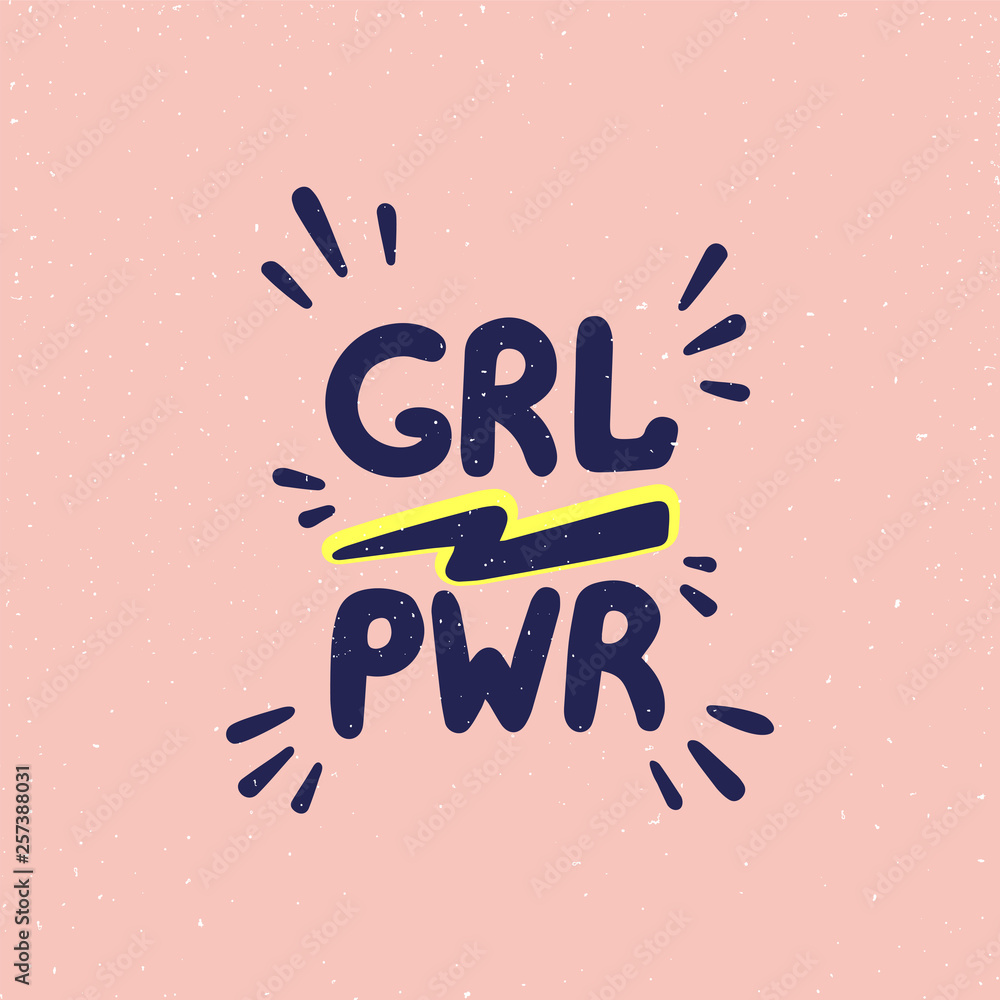 Girl power movement. Doodle style Girl portraits and feminist slogan ...